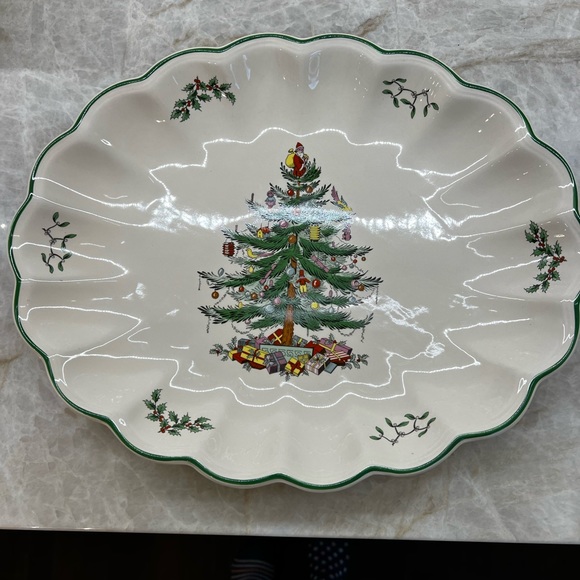 Spode | Dining | Large Scalloped Edge Christmas Tree Serving Platter ...